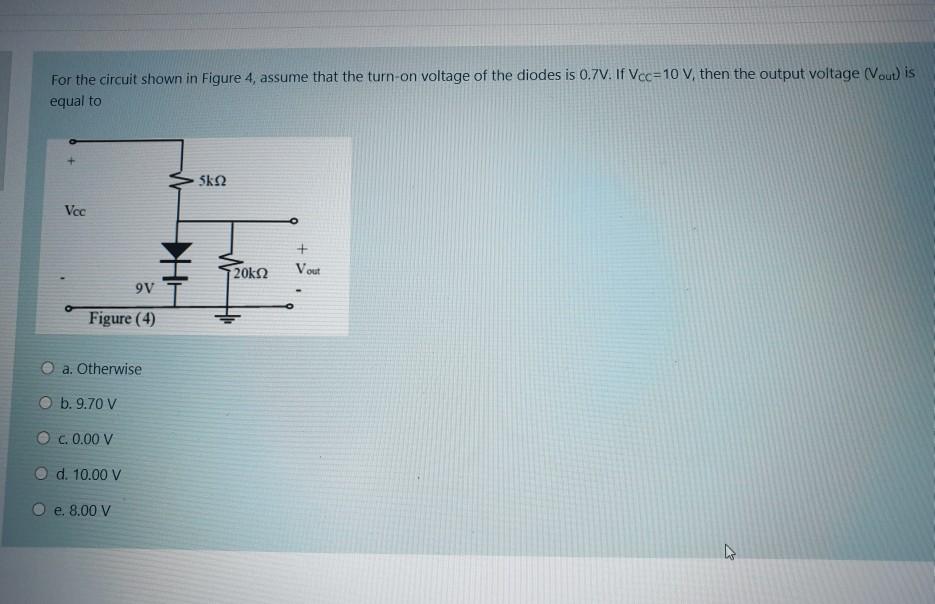 Solved For the circuit shown in Fig. 2, the diode turn on | Chegg.com