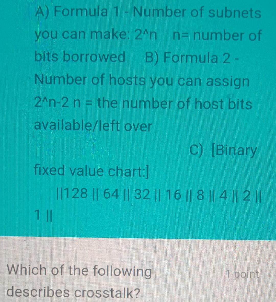 Solved A) Formula 1 - Number of subnets you can make: 2∧nn= | Chegg.com
