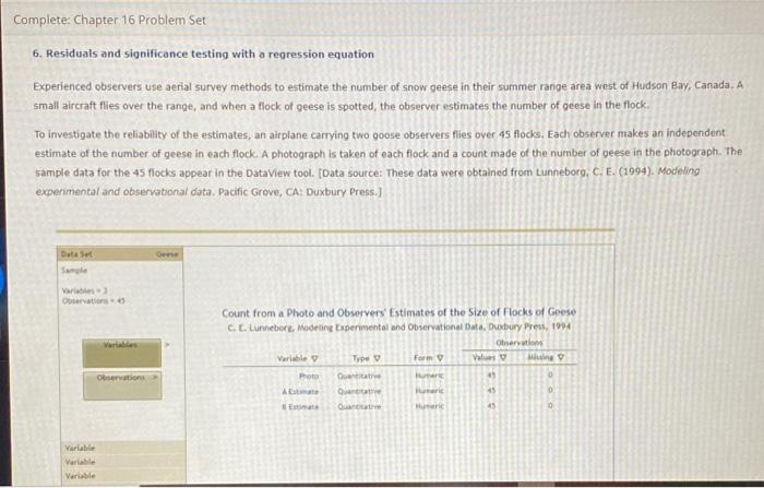 Solved Complete: Chapter 16 Problem Set 6. Residuals and | Chegg.com