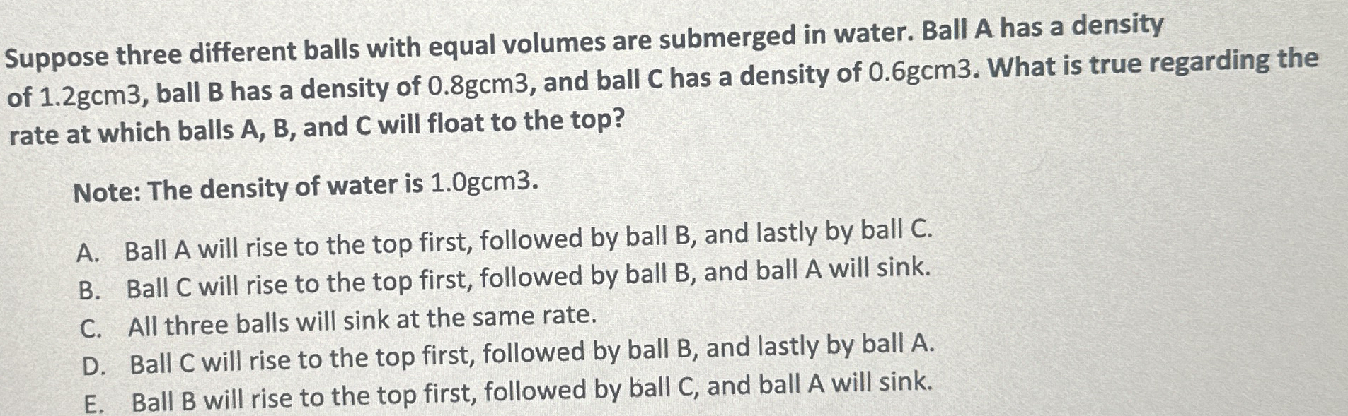 Solved Suppose three different balls with equal volumes are | Chegg.com