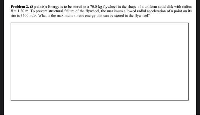 Solved Problem 2. (8 points): Energy is to be stored in a | Chegg.com