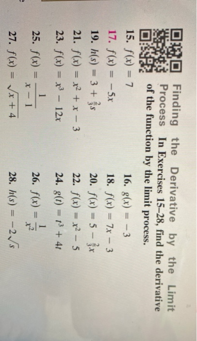 Solved Finding the Derivative by the Limit Process In | Chegg.com