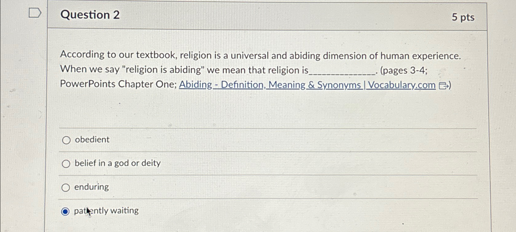 Solved Question 25 ﻿ptsAccording to our textbook, religion | Chegg.com