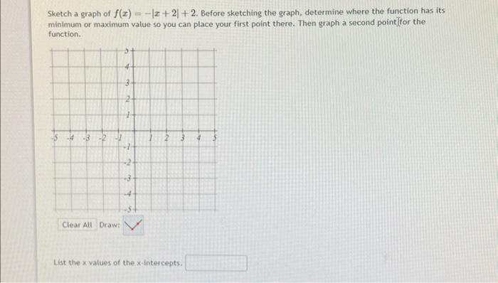 Solved Sketch a graph of f(x)=−∣x+2∣+2. Before sketching the | Chegg.com