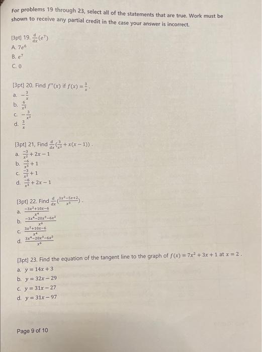 Solved For problems 19 through 23, select all of the | Chegg.com