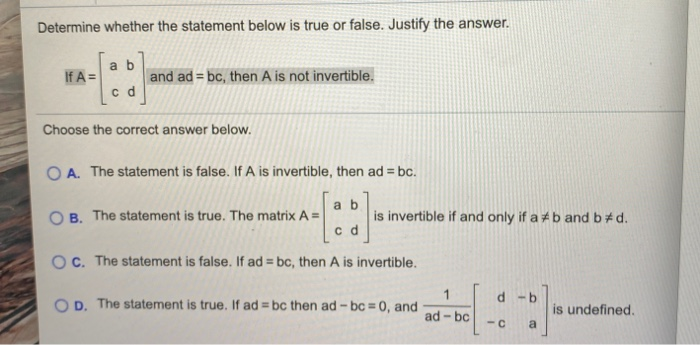 Solved Determine whether the statement below is true or | Chegg.com