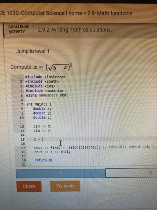 Solved CE 1030: Computer Science l home > 2.9: Math | Chegg.com