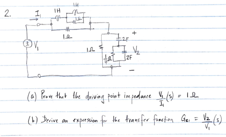 Solved A ﻿prove That The Driving Point Impedance