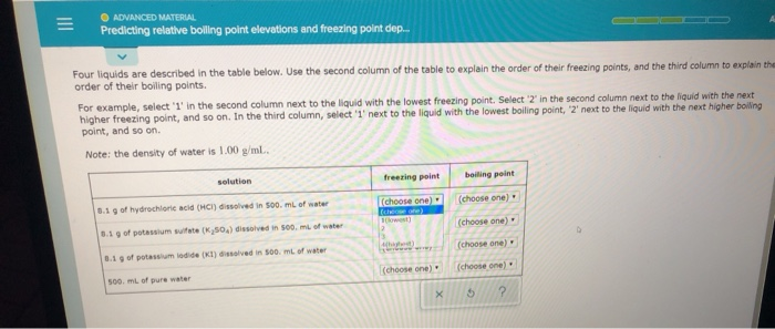 Solved ADVANCED MATERIAL Predicting relative boiling point | Chegg.com