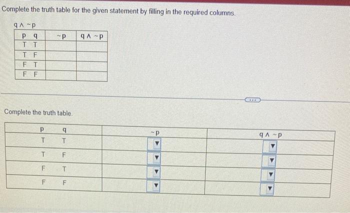 Solved Complete the truth table for the given statement by | Chegg.com