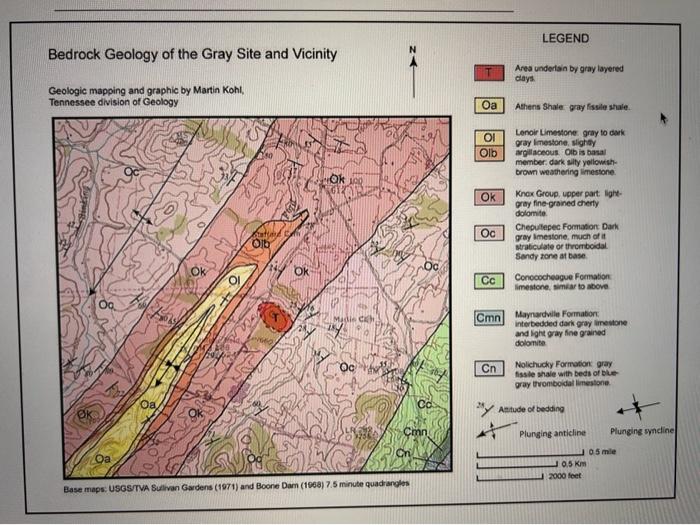 Solved Bedrock Geology of the Gray Site and Vicinity | Chegg.com