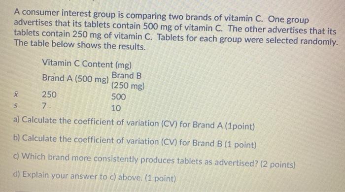 Solved A consumer interest group is comparing two brands of | Chegg.com