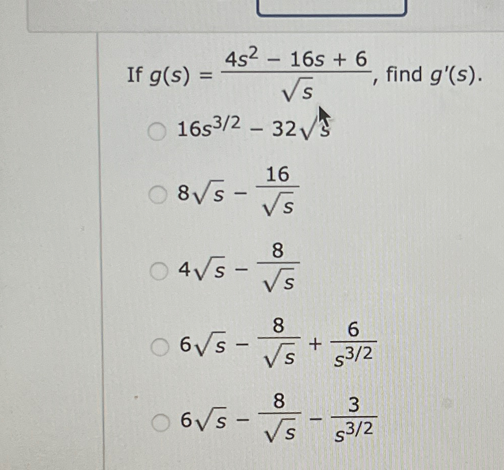 Solved If g(s)=4s2-16s+6s2, ﻿find | Chegg.com