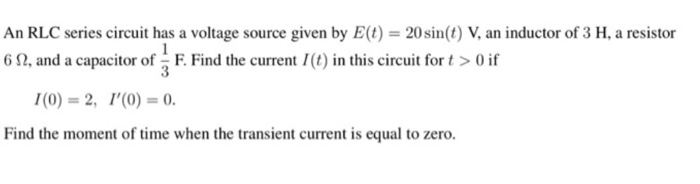 Solved An RLC series circuit has a voltage source given by | Chegg.com