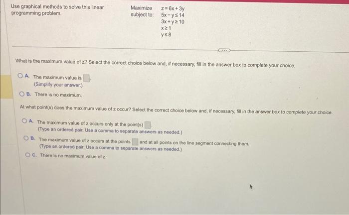 Solved Use graphical methods to solve this linear | Chegg.com