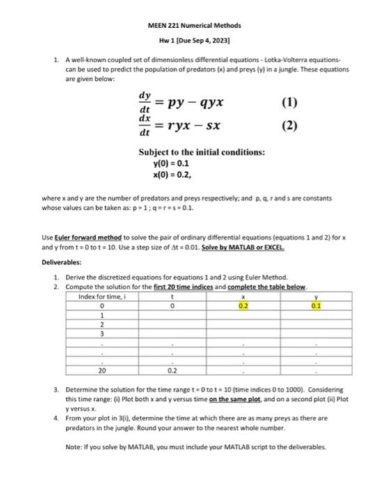 Solved 1. A well-known coupled set of dimensionless | Chegg.com