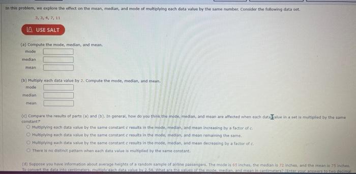 Solved (b) Multiply each data value by 2. Compute the mode, | Chegg.com