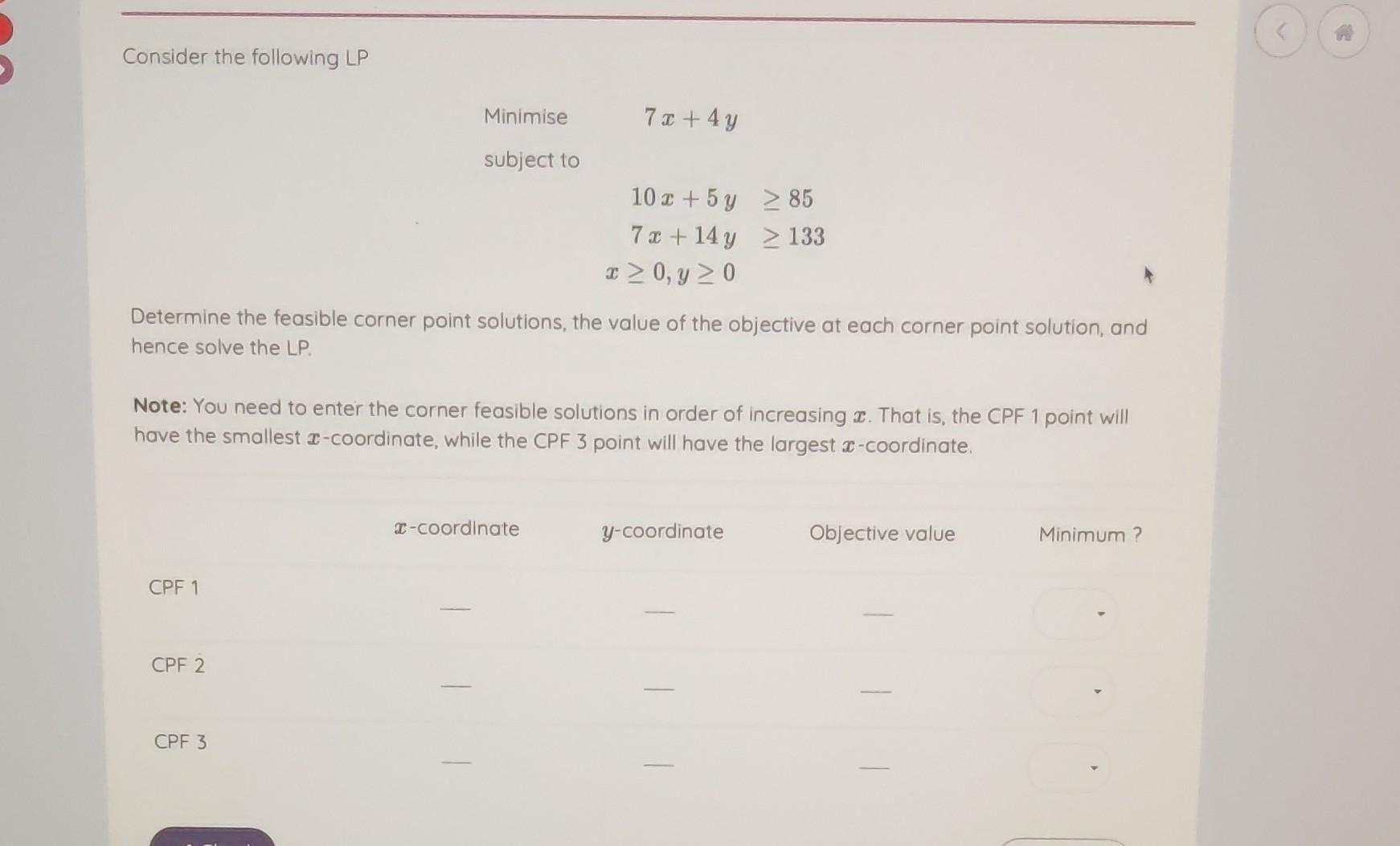 Solved Consider the following LP Minimise subject to | Chegg.com
