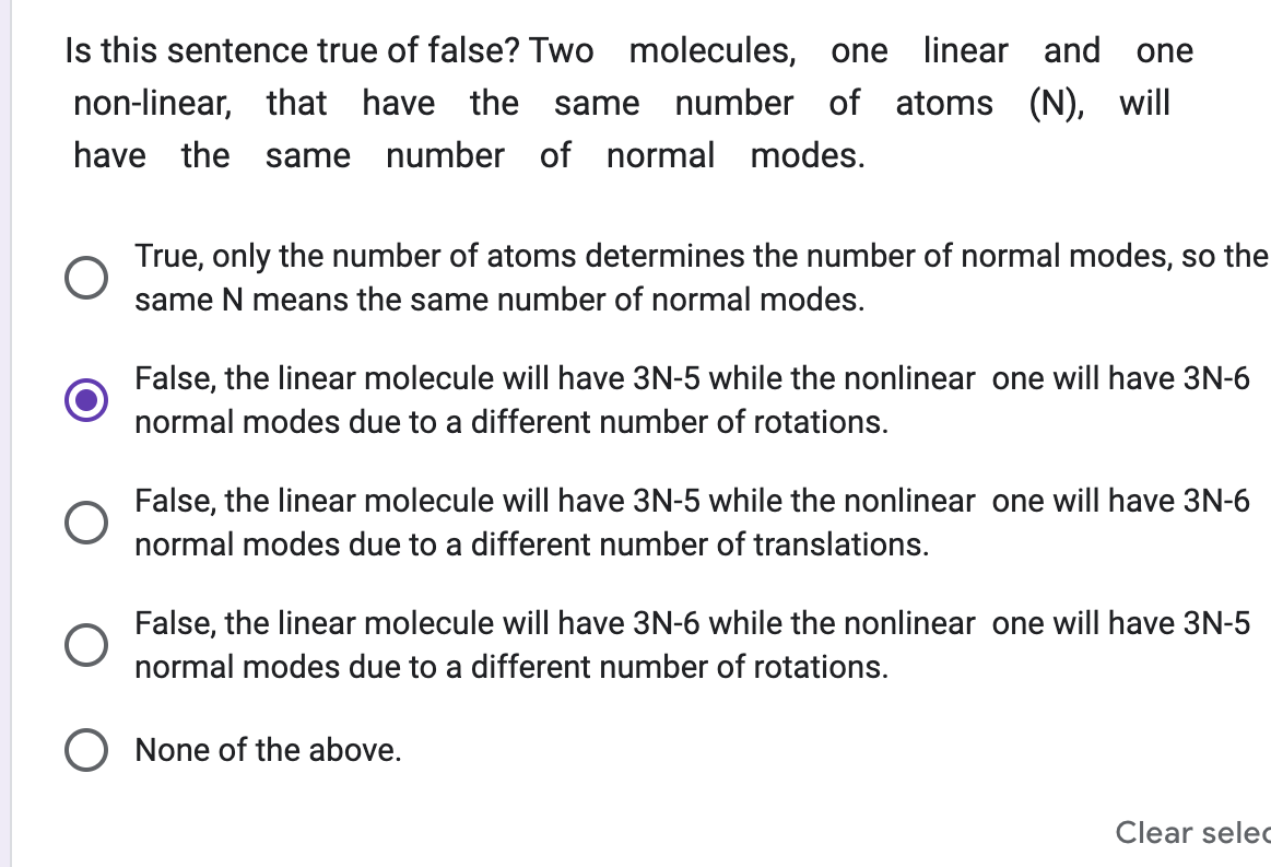 Solved Is this sentence true of false? Two molecules, one | Chegg.com