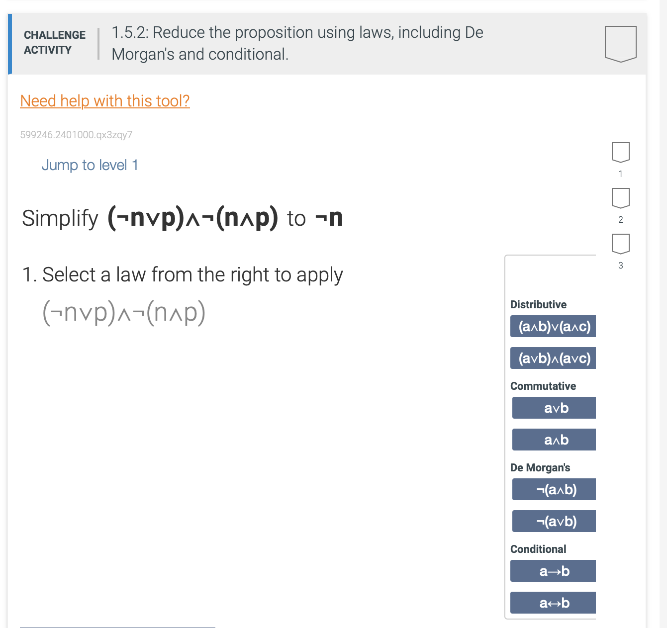 Solved CHALLENGE1.5.2: Reduce the proposition using laws, | Chegg.com