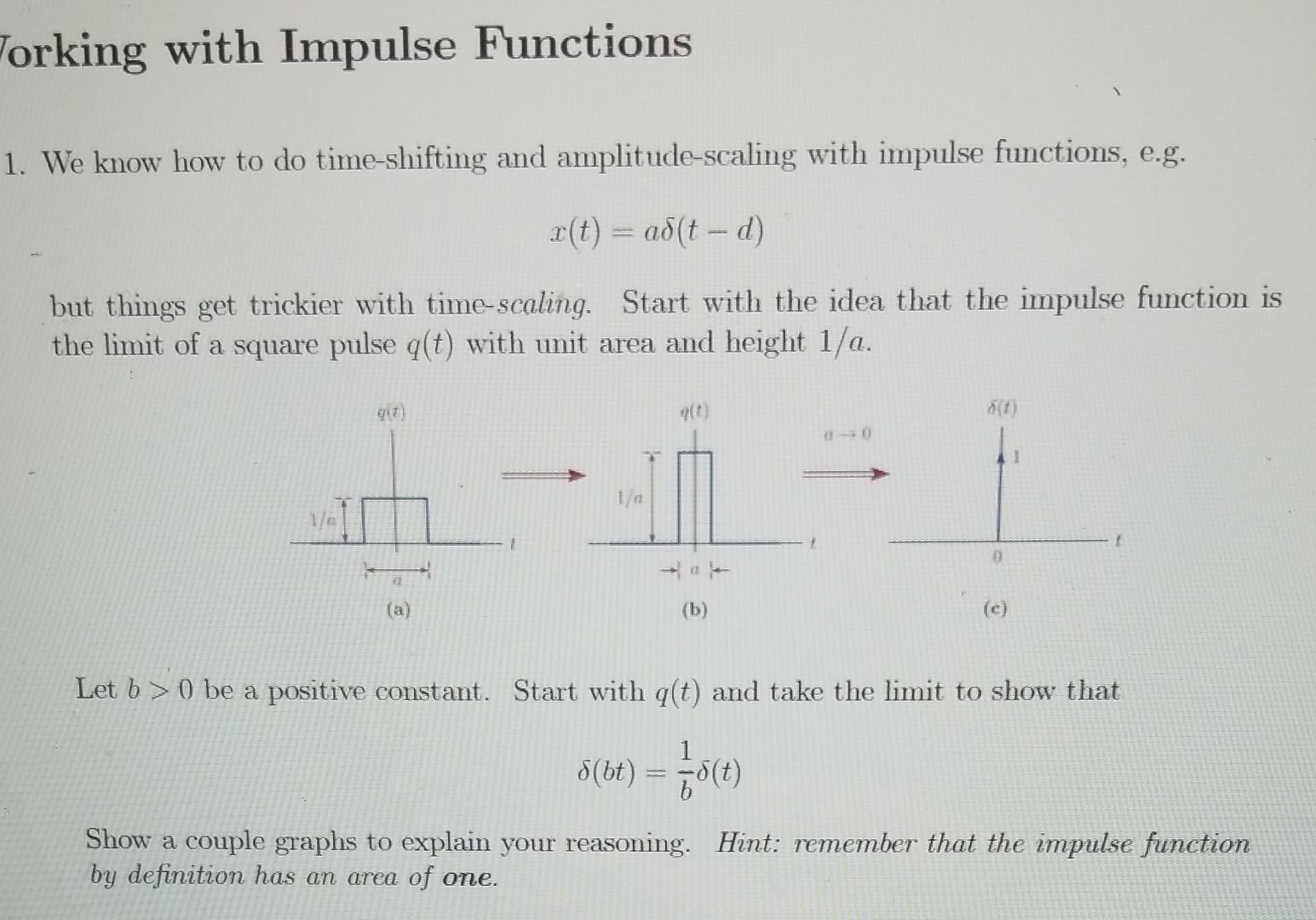 Solved Torking with Impulse Functions 1. We know how to do | Chegg.com