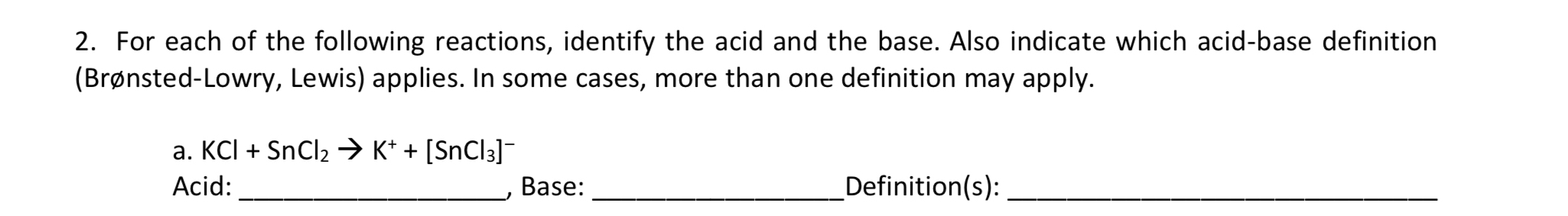 Solved For each of the following reactions, identify the | Chegg.com