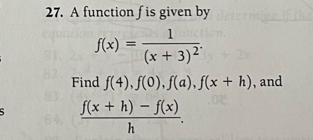 Solved A function f ﻿is given byf(x)=1(x+3)2Find | Chegg.com