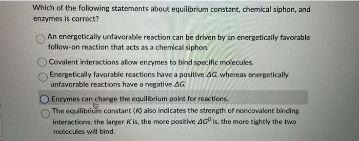 Solved Which of the following statements about equilibrium | Chegg.com