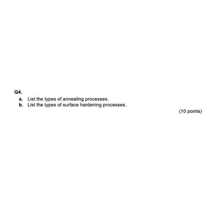 Solved Q4.a. ﻿List the types of annealing processes.b. ﻿List | Chegg.com