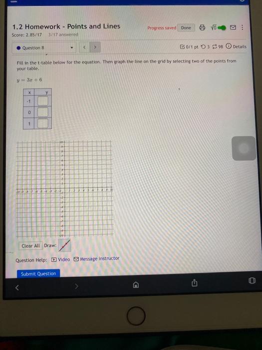 Solved 1.2 Homework - Points and Lines Score: 2.85/17 3/17 | Chegg.com
