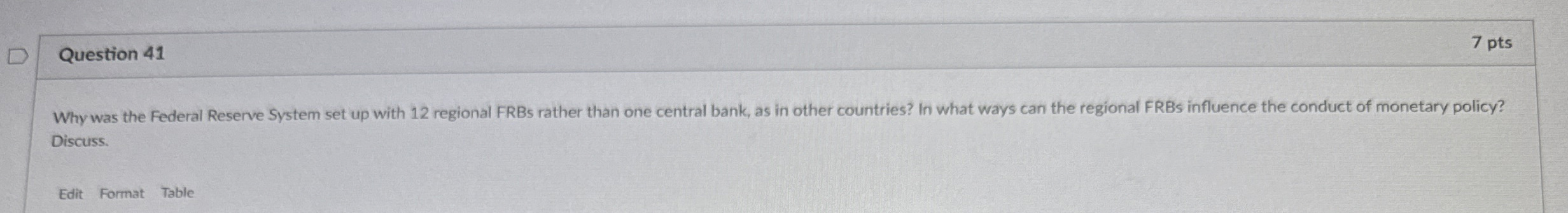 Solved Question 417 ﻿ptsWhy was the Federal Reserve System | Chegg.com