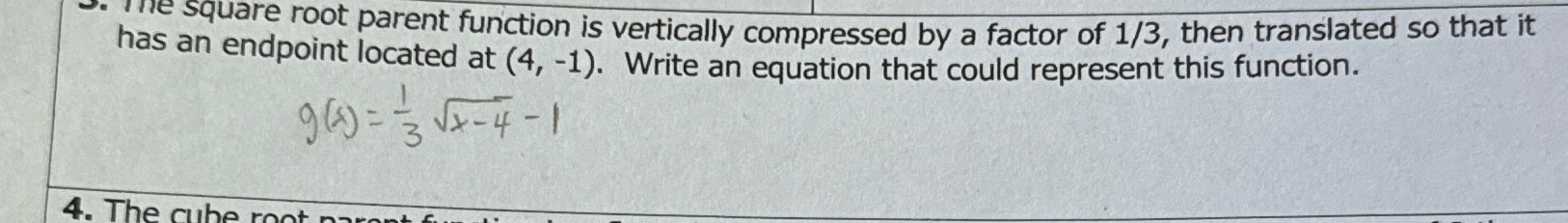 Solved has square root parent function is vertically | Chegg.com
