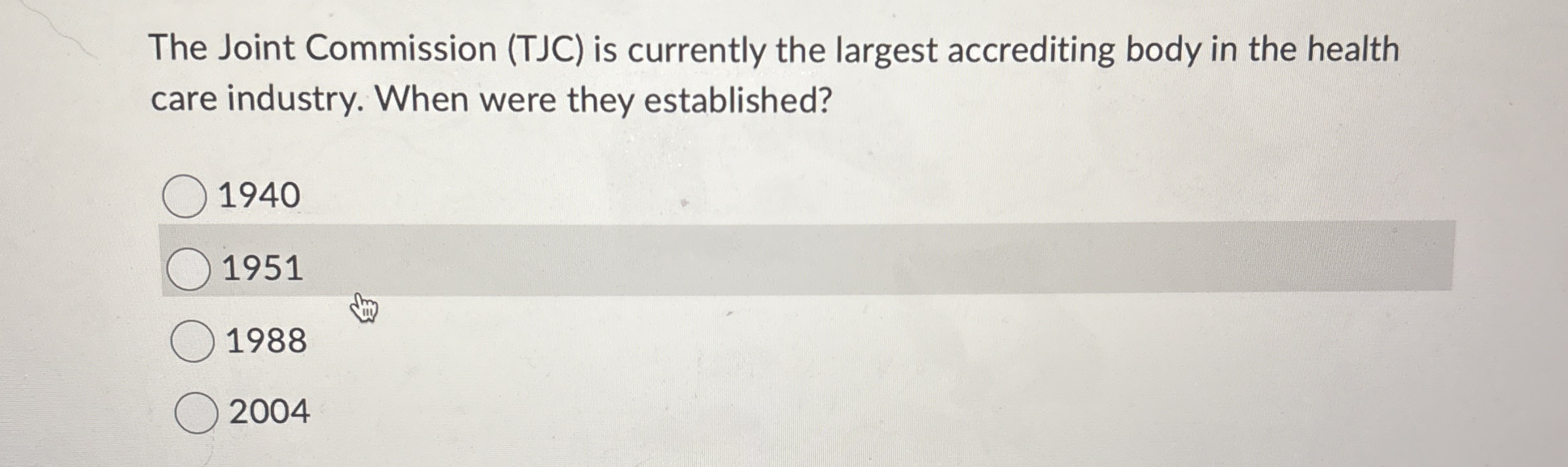 Solved The Joint Commission (TJC) ﻿is currently the largest | Chegg.com