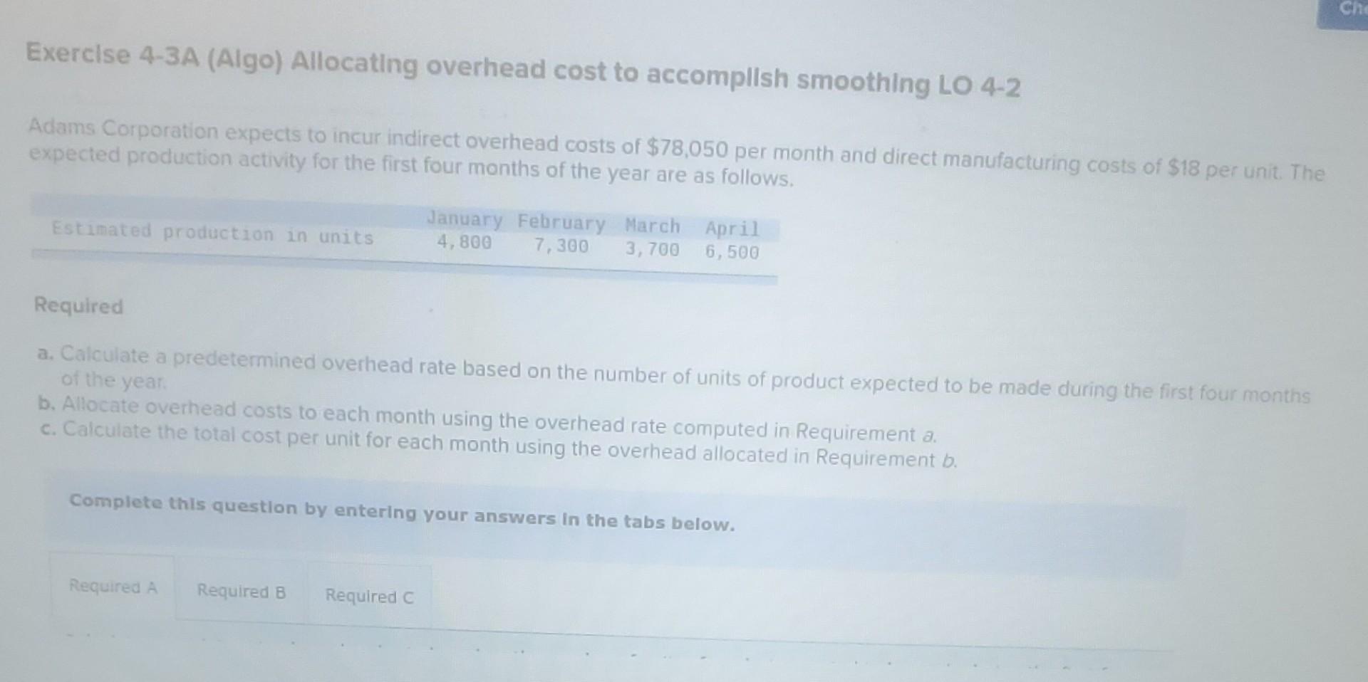 Solved Allocate overhead costs to each month using the | Chegg.com