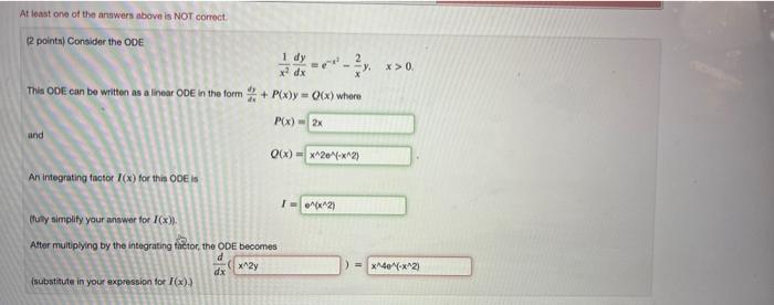 Solved At least one of the answers above is NOT correct. (2 | Chegg.com