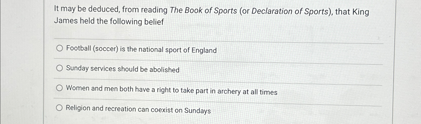 Solved It may be deduced, from reading The Book of Sports | Chegg.com