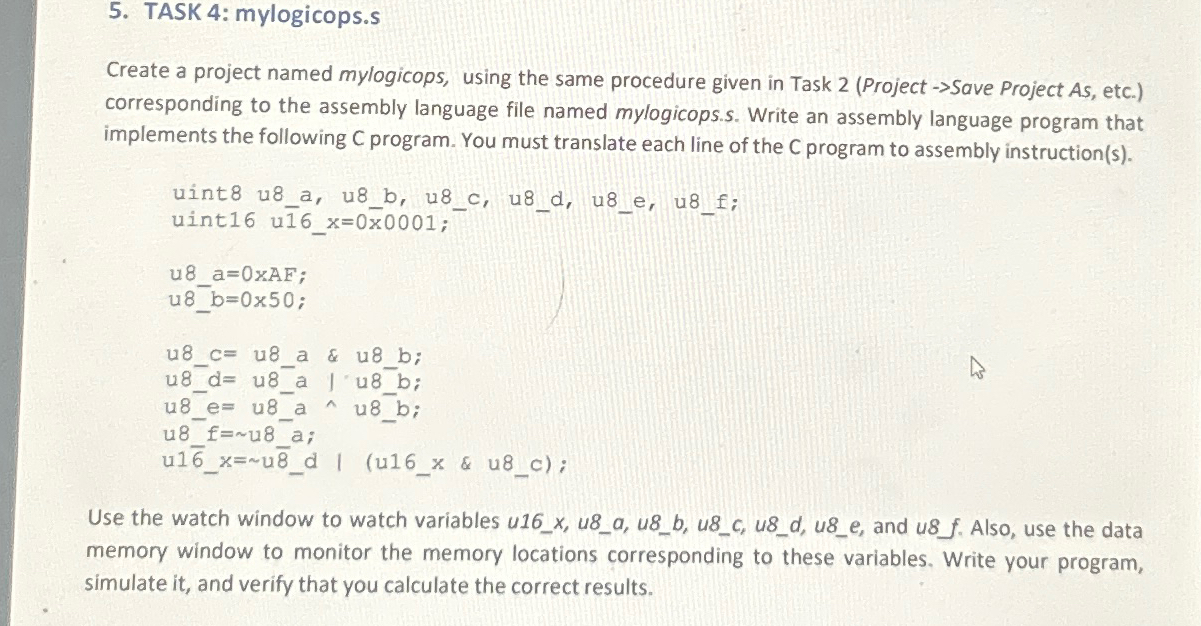 TASK 4: mylogicops.sCreate a project named | Chegg.com