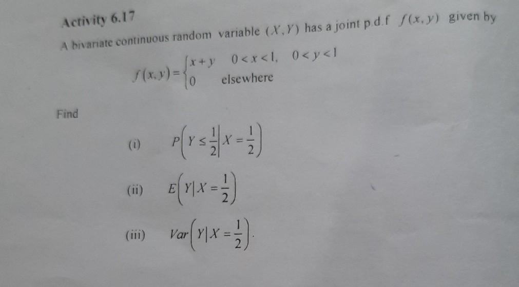 Solved Activity 617 A Bivariate Continuous Random Variable 6939