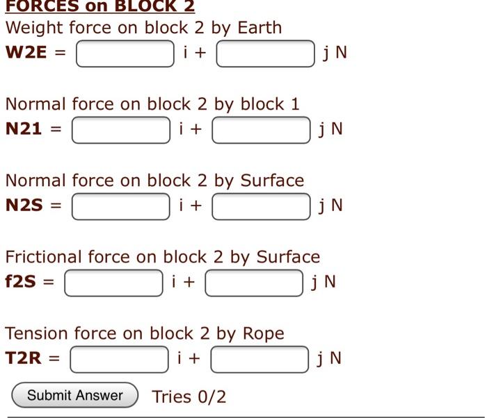 Solved Block 1 (m1 = 9 kg) and block 2 (m2 = 14 kg) are | Chegg.com
