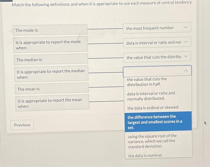 Solved Match the following definitions and when it is | Chegg.com