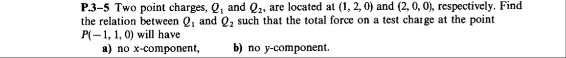 Solved P.3-5 ﻿Two point charges, Q1 ﻿and Q2, ﻿are located at | Chegg.com