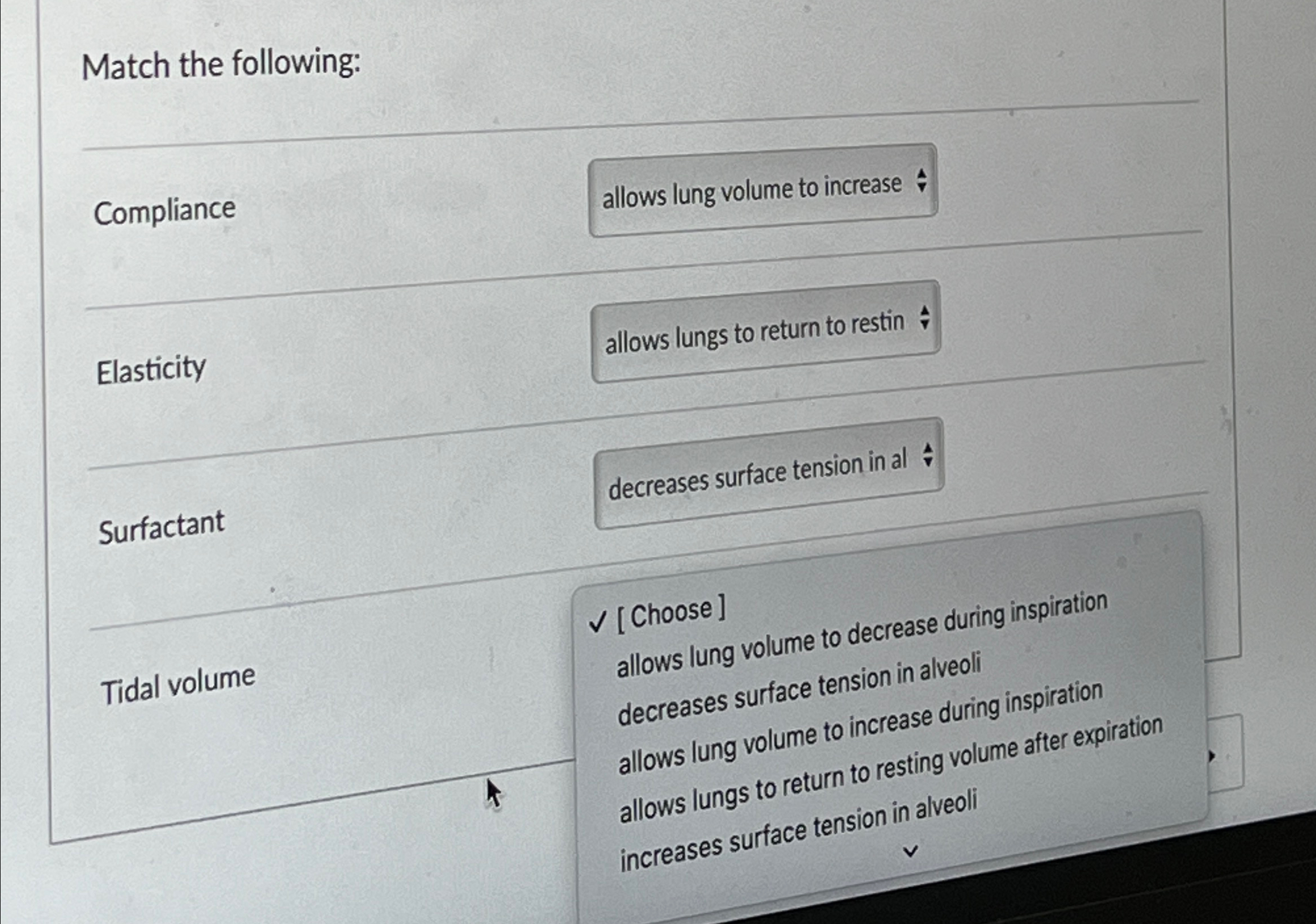 Solved Match the following:q,Compliance q,Elasticity | Chegg.com