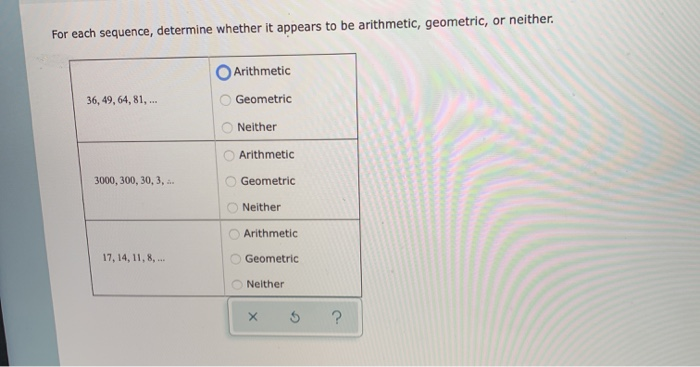Solved For each sequence, determine whether it appears to be | Chegg.com