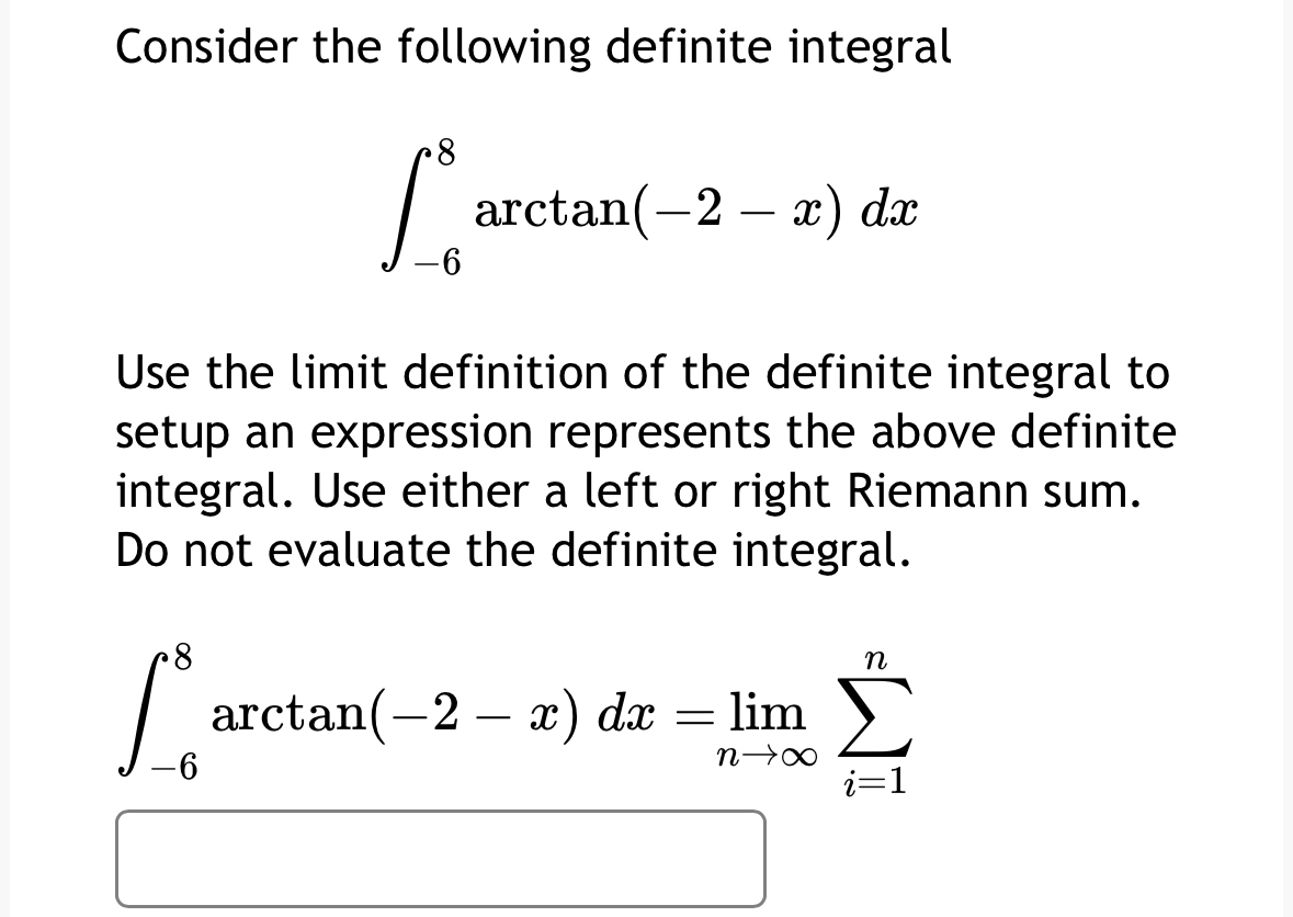 Solved Consider the following definite | Chegg.com