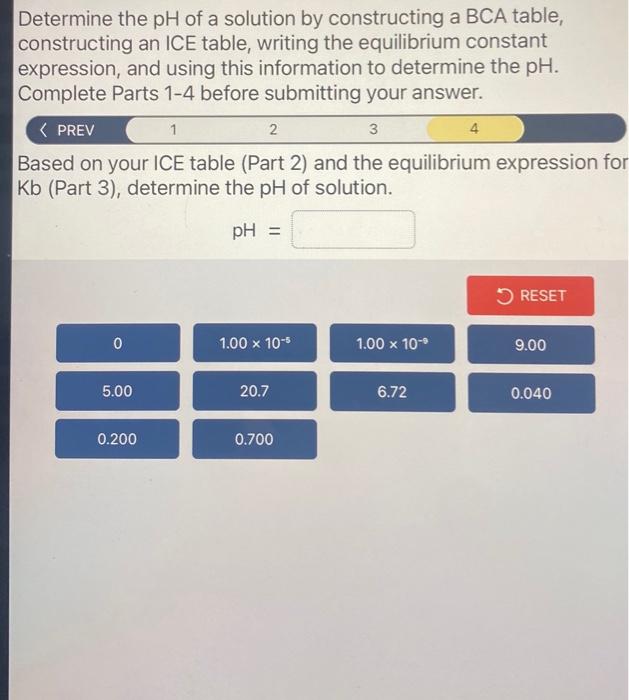 Solved Determine the pH of a solution by constructing a BCA | Chegg.com
