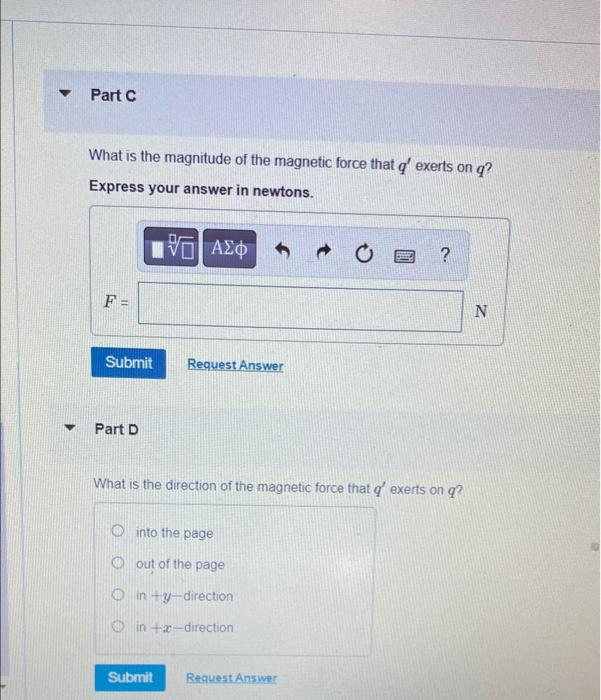Solved A pair of point charges, q= +8.00 µC and q'= -5.50 | Chegg.com