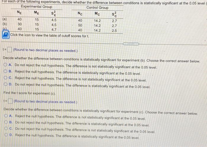 Solved For each of the following experiments, decide whether | Chegg.com