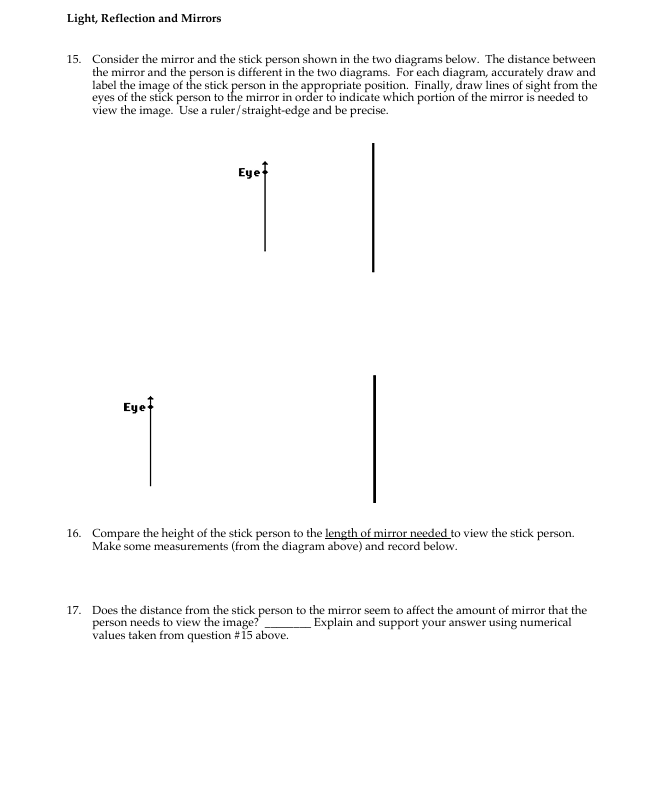 Light, Reflection and Mirrors15. ﻿Consider the mirror | Chegg.com