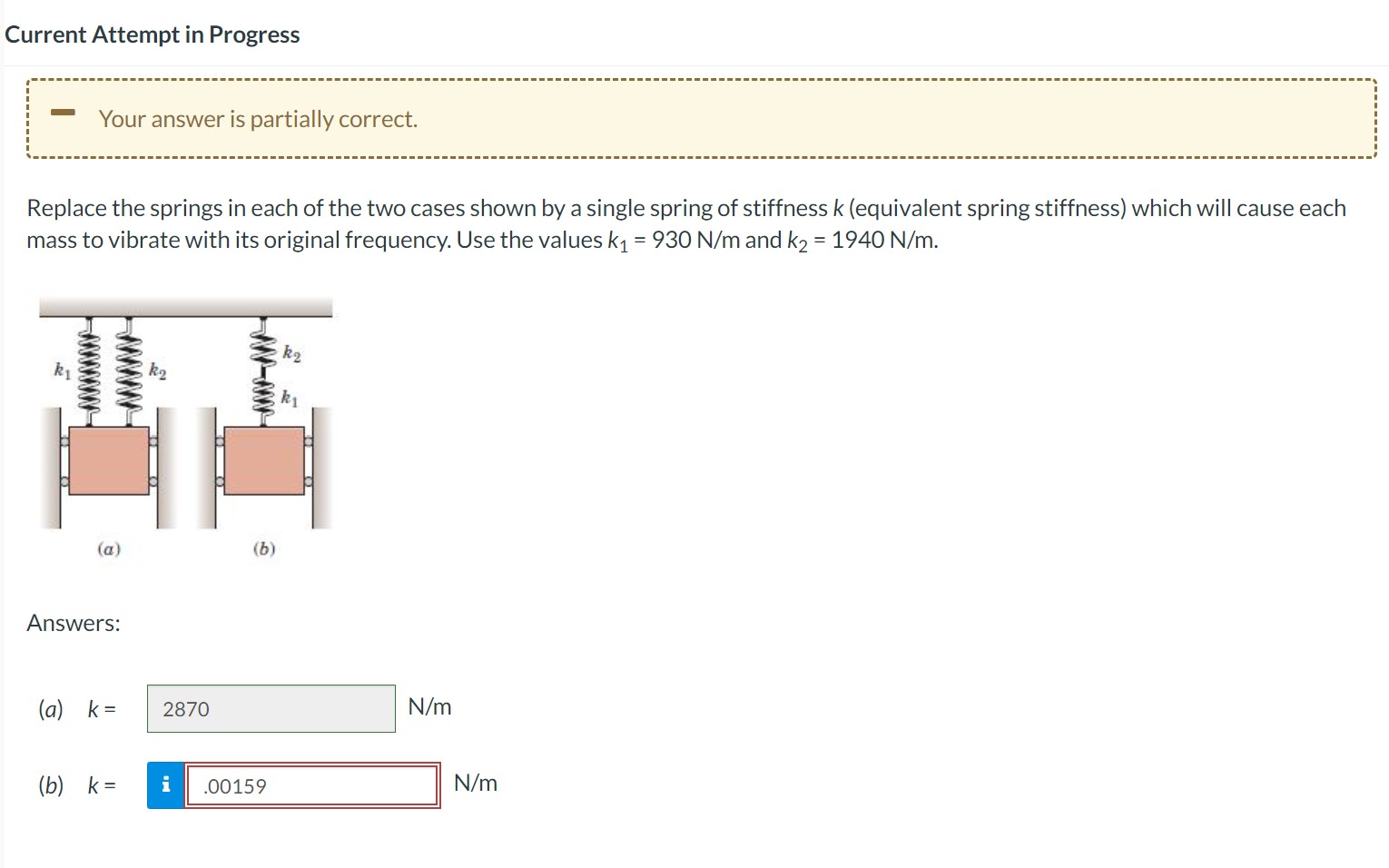 Solved Replace the springs in each of the two cases shown by | Chegg.com