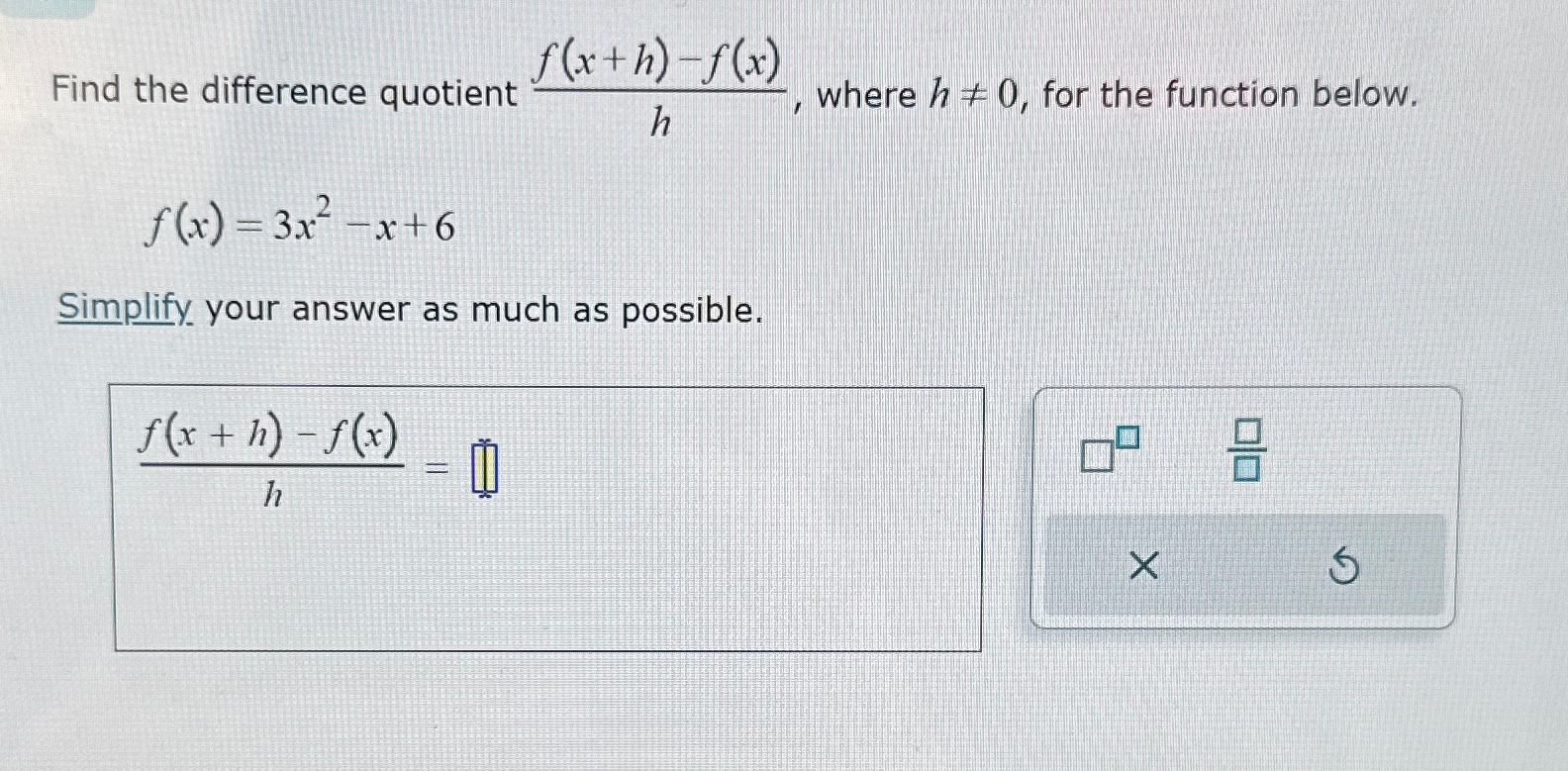 Solved Find the difference quotient | Chegg.com